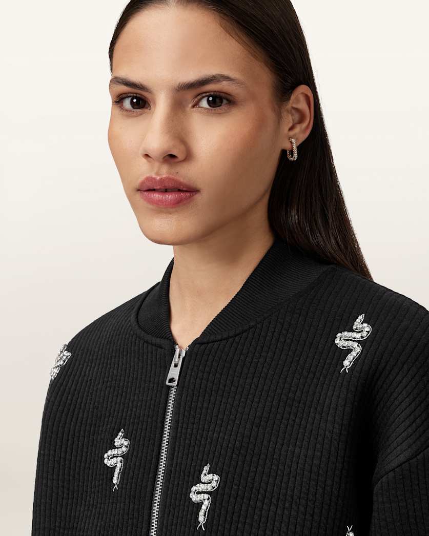 Rhea Embellished Bea Bomber Black | ALLSAINTS US